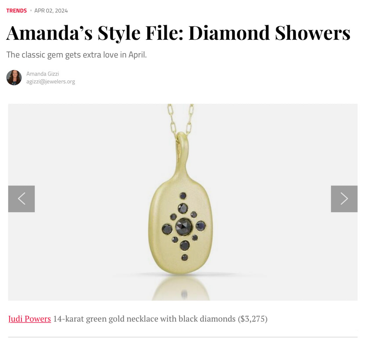 National Jewelers - Amanda’s Style File: Diamond Showers– Judi Powers ...